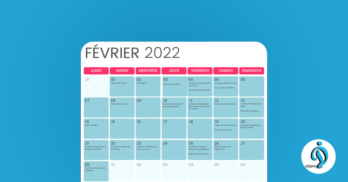 Le calendrier du Community Manager 2022