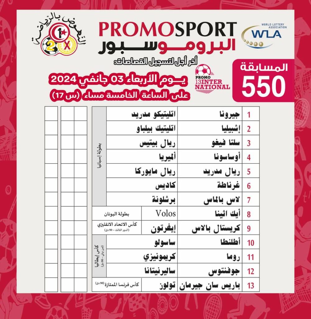 Promosport Tunisie num 550 du 3/1/2024