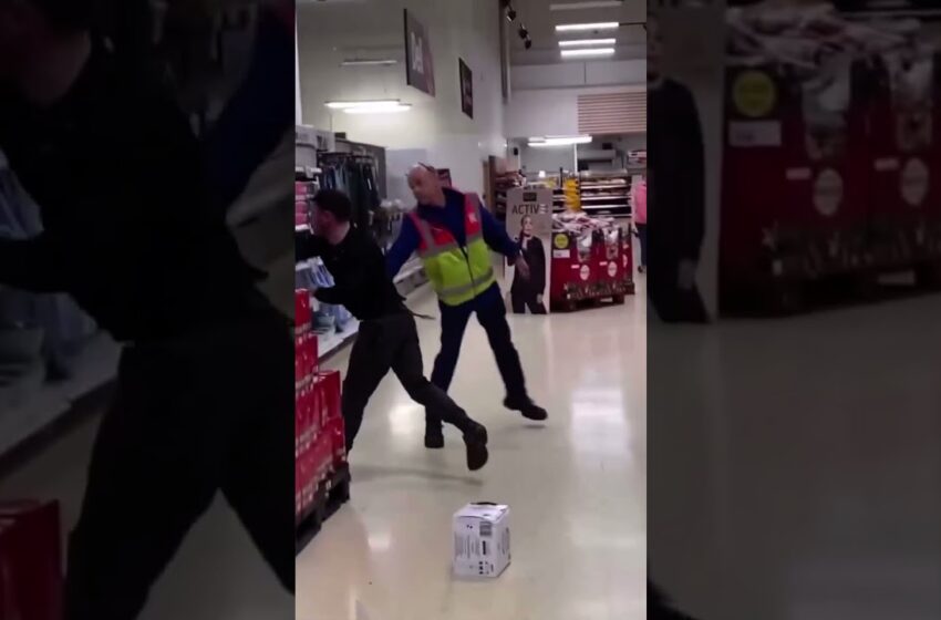 Video of Tesco customer forced to intervene after security guard attacked